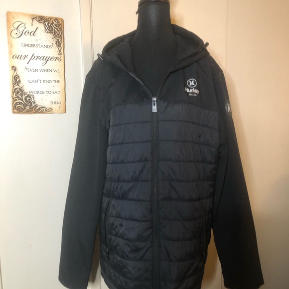 Hurley | Jackets & Coats | Hurley Mens Black Quilted Puffer Jacket ...